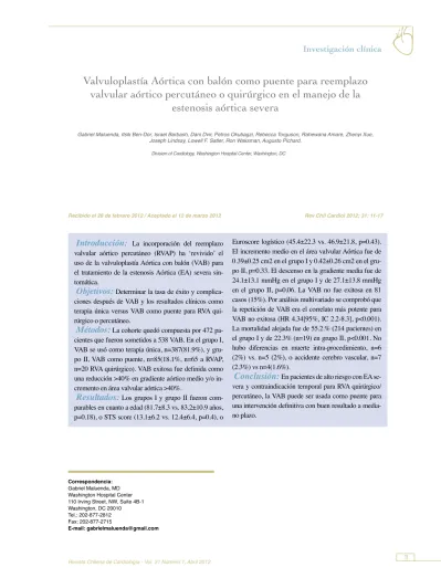 Valvuloplastía Aórtica con balón como puente para reemplazo valvular ...