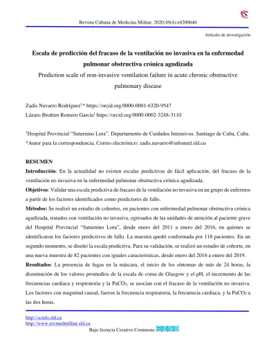 Escala de predicción del fracaso de la ventilación no invasiva en la ...