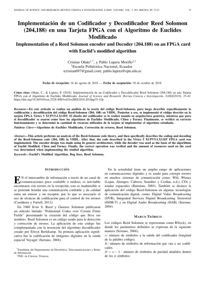Implementación de un Codificador y Decodificador Reed Solomon (204,188 ...