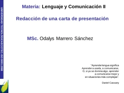 Materia: Lenguaje y Comunicación II. Redacción de una carta de ...