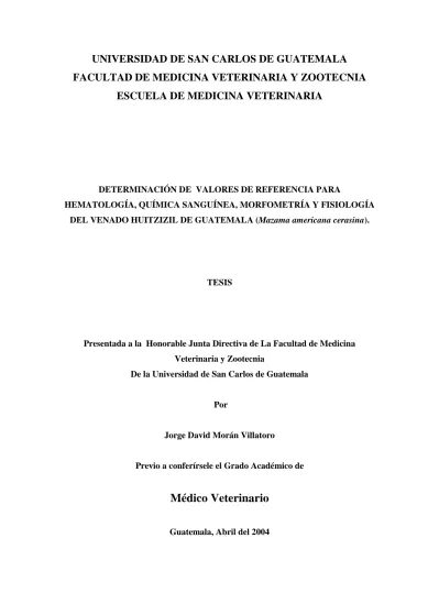 Determinación de valores de referencia para hematología, química ...