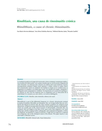 Rinolitiasis, una causa de rinosinusitis crnica