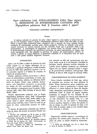 Piper colubrinum Link. porta-enxêrto para Piper nigrum L. resistente às ...
