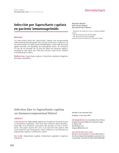 Infeccin por Saprochaete capitataen paciente inmunosuprimido