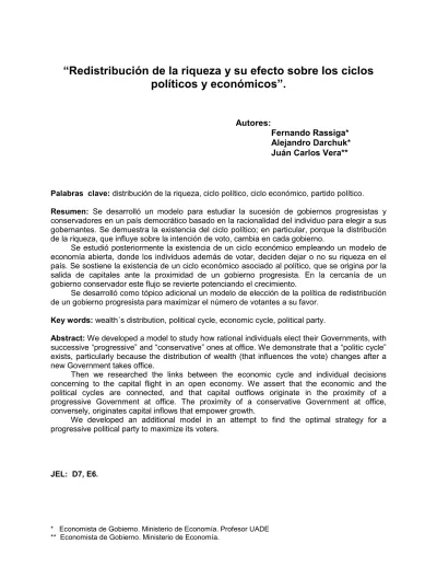 Redistribución de la riqueza y su efecto sobre los ciclos políticos y ...