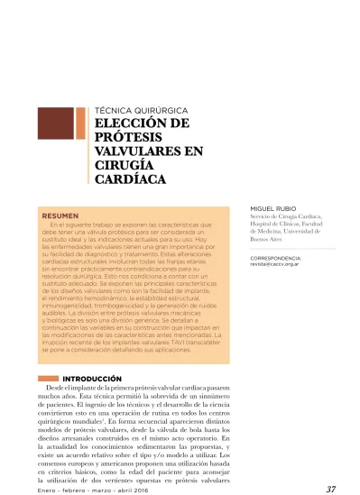 TÉCNICA QUIRÚRGICA ELECCIÓN DE PRÓTESIS VALVULARES EN CIRUGÍA CARDÍACA