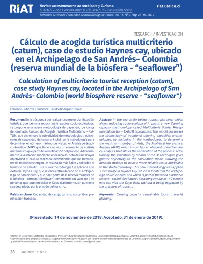 Cálculo de acogida turística multicriterio (catum), caso de estudio ...
