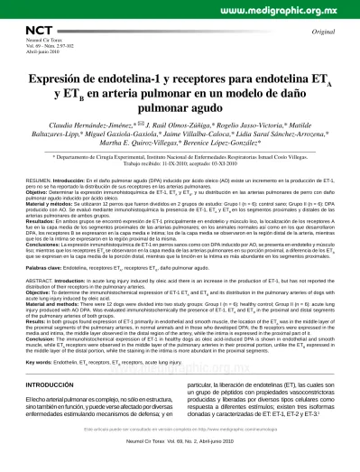 Expresin de endotelina 1 y receptores para endotelina ETA y ETB en ...