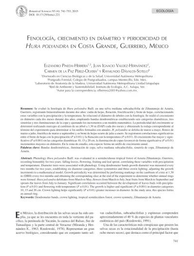 Fenología, crecimiento en diámetro y periodicidad de Hura polyandra en ...