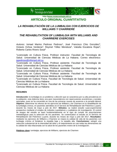 La rehabilitacin de la lumbalgia con ejercicios de Williams y Charriere