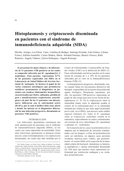 Histoplasmosis y criptococosis diseminada en pacientes con el síndrome ...