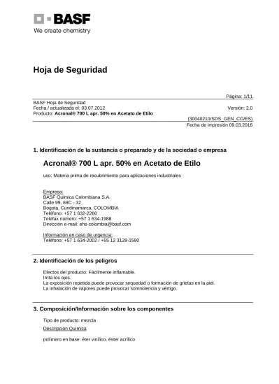 1. Identificación de la sustancia o preparado y de la sociedad o ...
