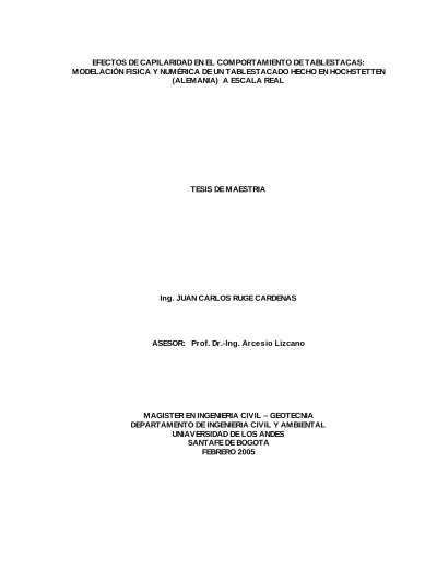 TESIS DE MAESTRIA. Ing. JUAN CARLOS RUGE CARDENAS. ASESOR: Prof. Dr ...