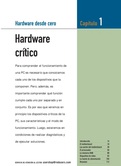 Hardware crítico. Hardware desde cero. Capítulo 1. Para comprender el ...