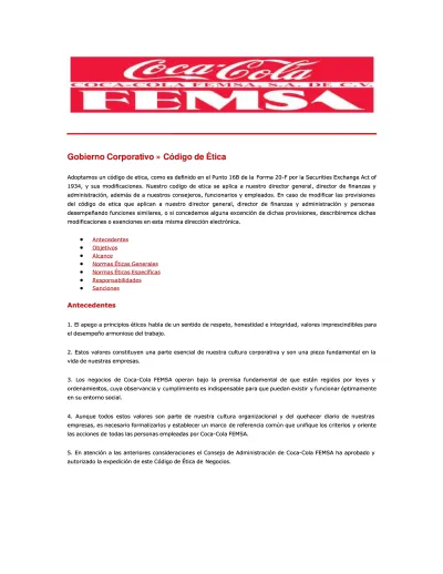 Codigo de Etica Coca Cola