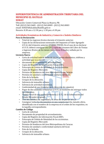 SUPERINTENTENCIA DE ADMINISTRACIÓN TRIBUTARIA DEL MUNICIPIO EL HATILLO ...