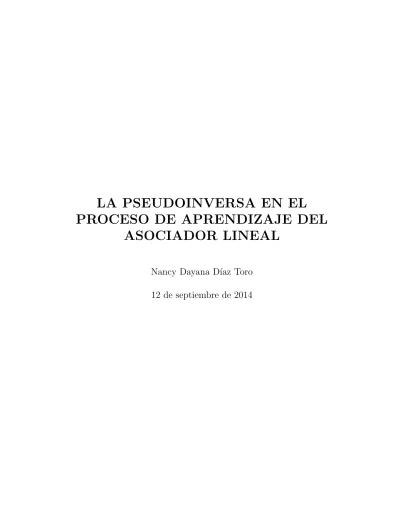LA PSEUDOINVERSA EN EL PROCESO DE APRENDIZAJE DEL ASOCIADOR LINEAL