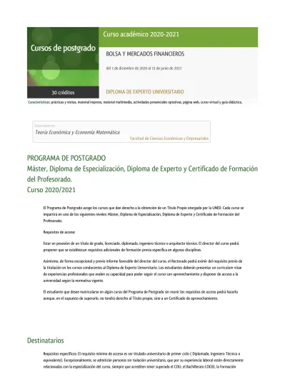 PROGRAMA DE POSTGRADO Máster, Diploma de Especialización, Diploma de ...