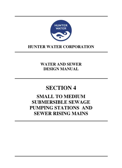 HUNTER WATER CORPORATION WATER AND SEWER DESIGN MANUAL