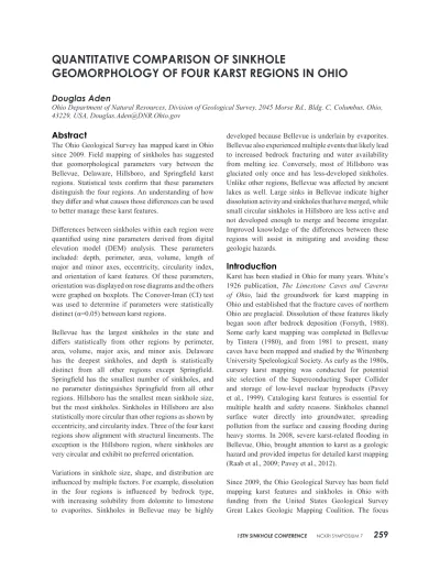 Quantitative Comparison of Sinkhole Geomorphology of Four Karst Regions ...