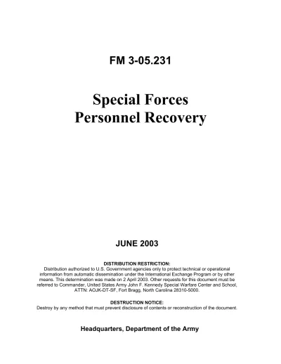 Evasion Plan of Action Format - FM 3-05.231 Special Forces Personnel ...