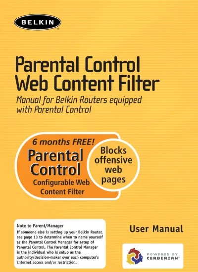 Web Content Filter. Parental Control. Parental Control. Manual for ...
