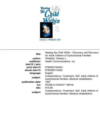 [Charles L. Whitfield M.D.] Healing the Child Within