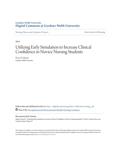 Utilizing Early Simulation to Increase Clinical Confidence in Novice ...