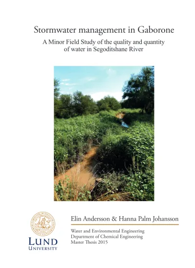 Stormwater management in Gaborone - A study of the quality and quantity ...