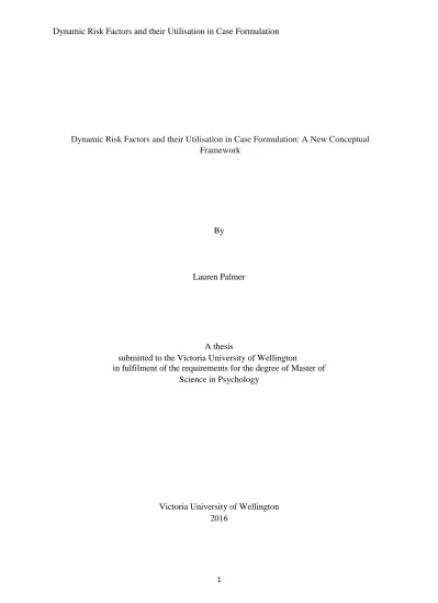 Case Formulation - Dynamic Risk Factors and their Utilisation in Case ...