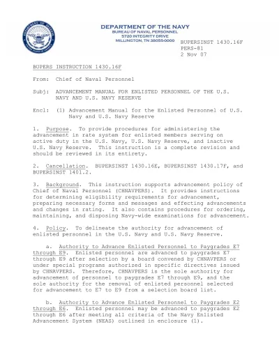 NAVY ENLISTED SELECTION BOARDS (E7 THROUGH E9)