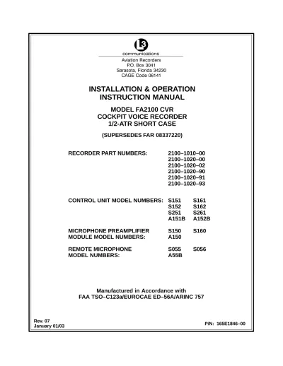 FA2100 CVR Install Manual