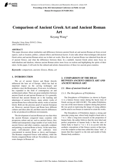 Comparison of Ancient Greek Art and Ancient Roman Art