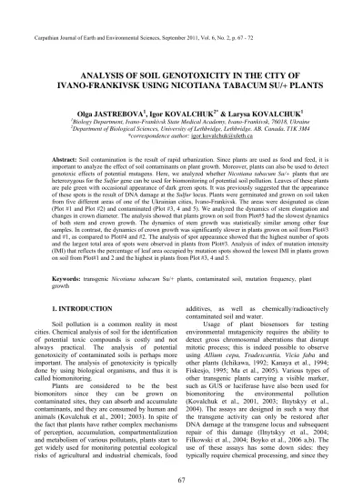 ANALYSIS OF SOIL GENOTOXICITY IN THE CITY OF IVANO-FRANKIVSK USING ...