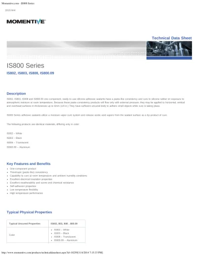 IS800 Series. Technical Data Sheet IS802, IS803, IS808, IS Description ...