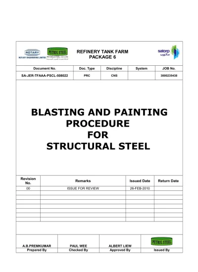 Blasting & Painting Procedure for Structural Steel Rev.00