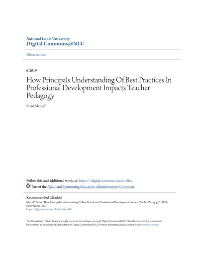 How Principals Understanding Of Best Practices In Professional ...