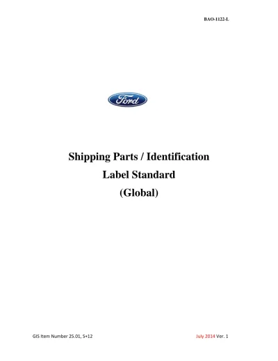 BAO-1122-L Shipping Parts / Identification Label Standard (Global)