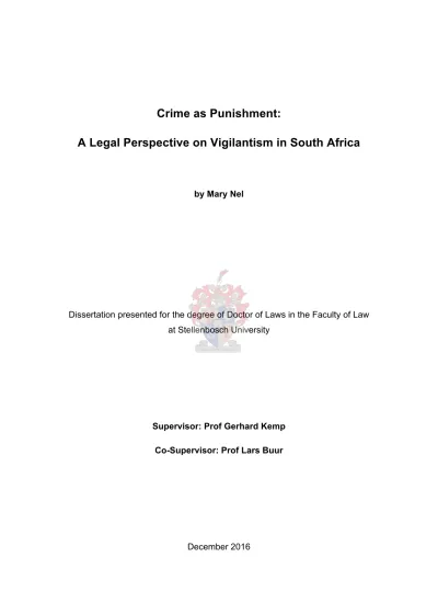 CHAPTER TWO: WHAT IS VIGILANTISM? - Crime as punishment: A legal ...