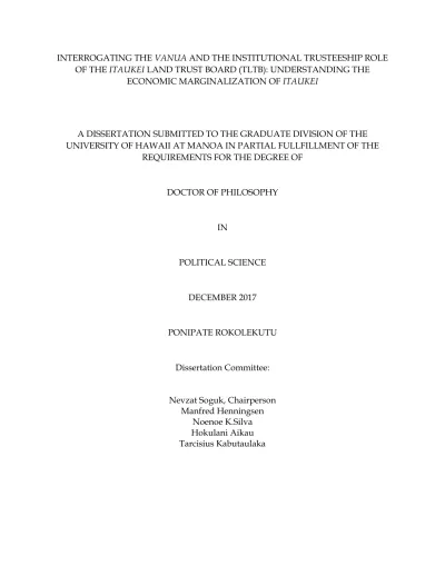 THE VANUA AND ITAUKEI LAND TRUST BOARD (TLTB) Introduction