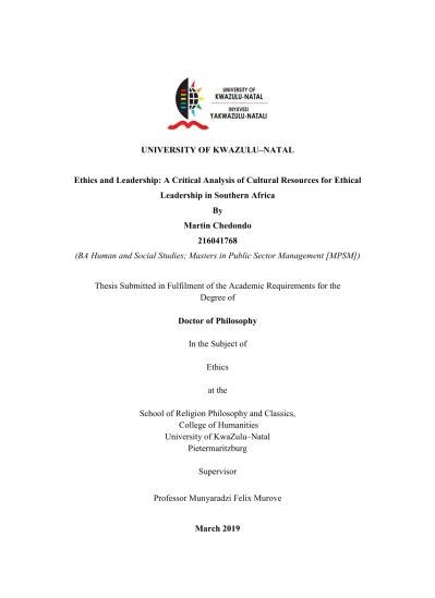 Definition of Ubuntu/African Ethics - Ethics and leadership: A critical ...