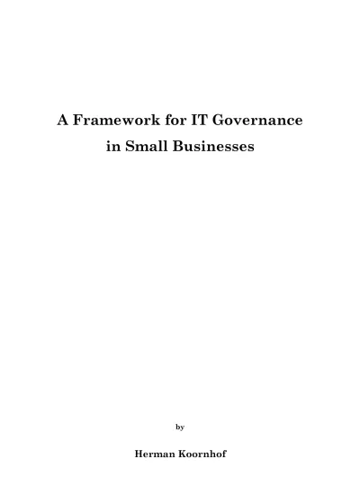 Conclusion - – Small Businesses - A framework for IT governance in ...