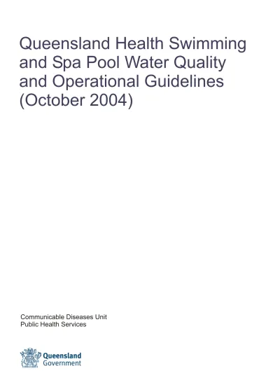 Queensland Health Swimming and Spa Pool Water Quality and Operational ...