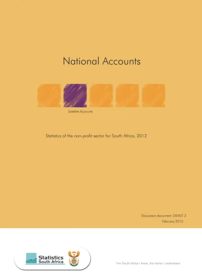 National Accounts. Statistics of the non-profit sector for South Africa ...