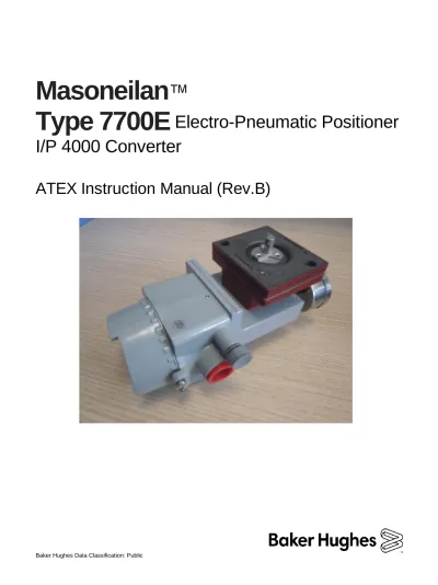 Masoneilan Type 7700E Electro-Pneumatic Positioner I/P 4000 Converter