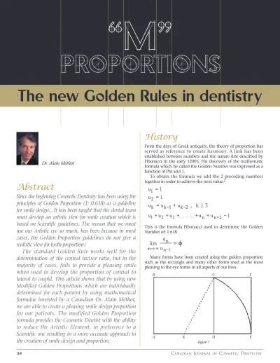 PROPORTIONS. The new Golden Rules in dentistry. History. Abstract