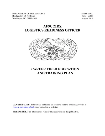 AFSC 21RX LOGISTICS READINESS OFFICER CAREER FIELD EDUCATION AND ...