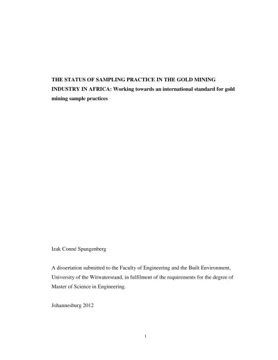 Metallurgical Plant Sampling - The status of sampling practice in the ...