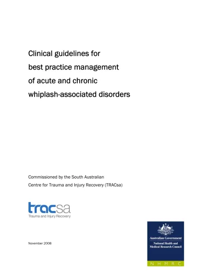 Clinical guidelines for best practice management of acute and chronic ...