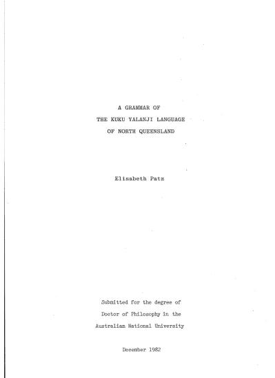 A grammar of the Kuku Yalanji language of North Queensland